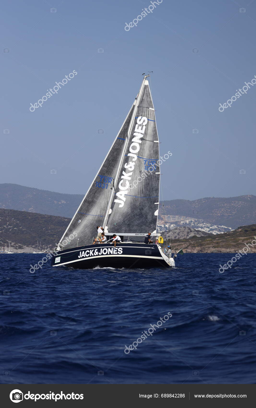 Bodrum Turkey October 2023 Sailboats Sail Windy Weather Blue Waters ...