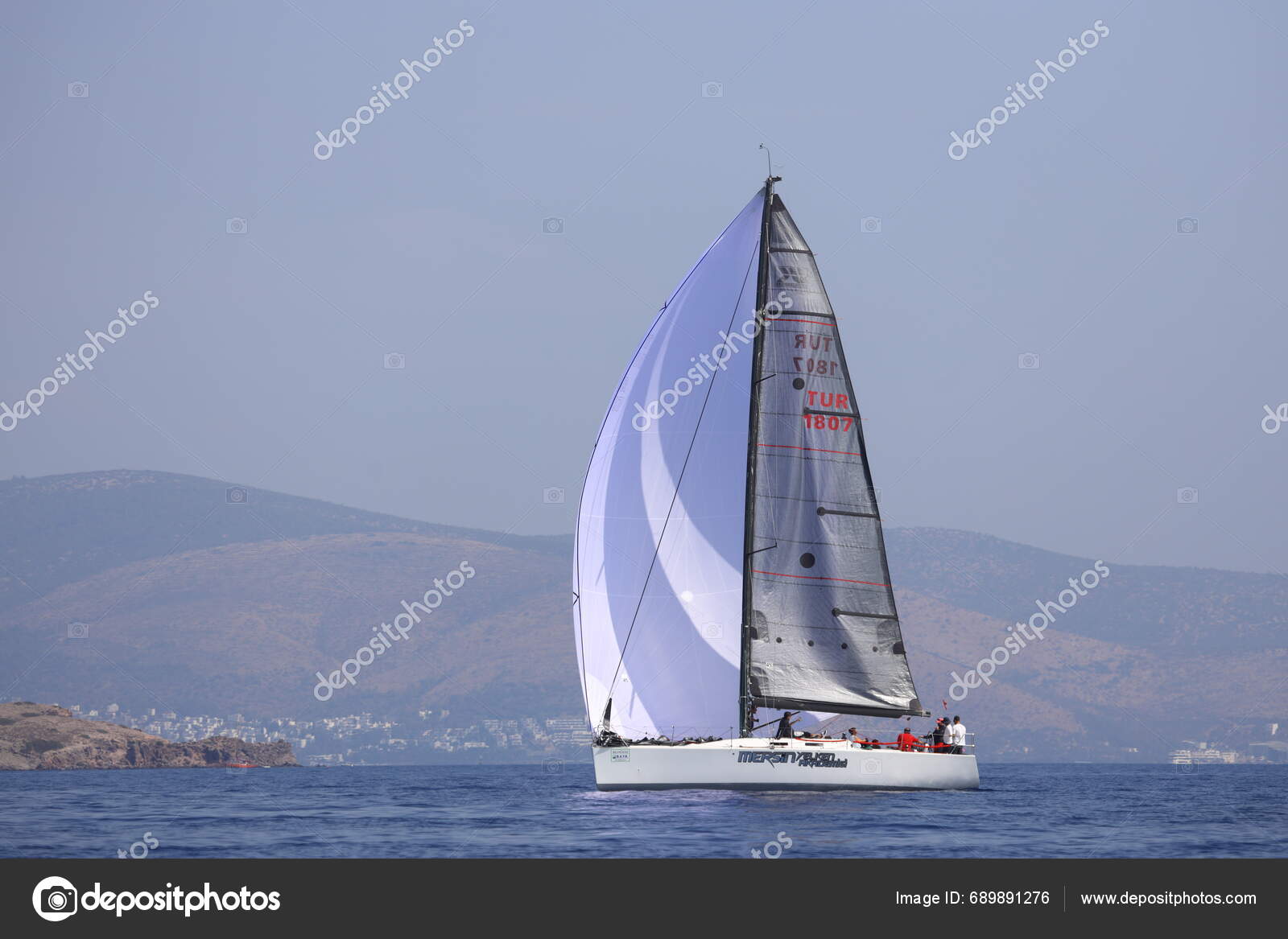 Bodrum Turkey October 2023 Sailboats Sail Windy Weather Blue Waters ...