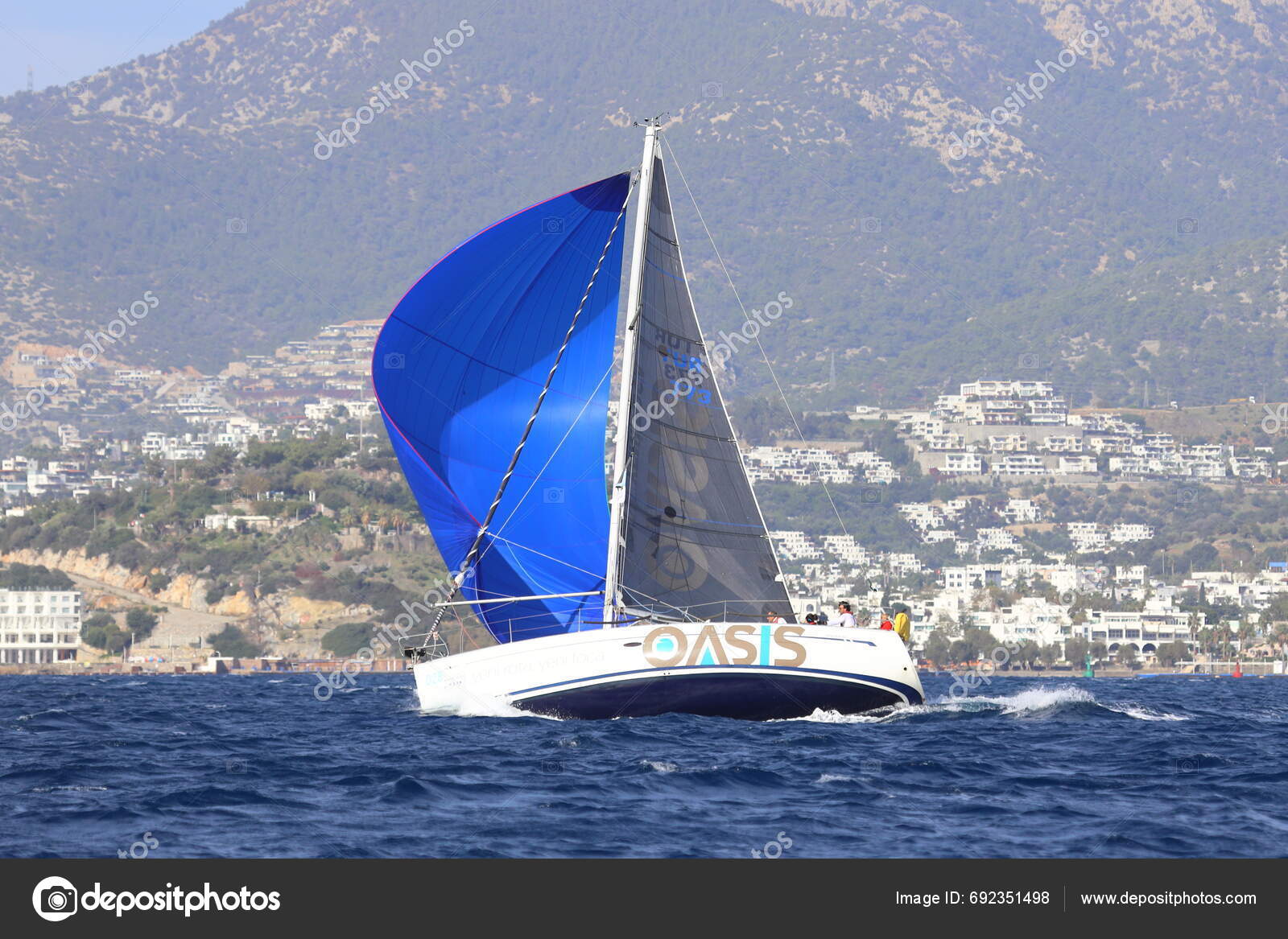Bodrum Turkey December 2023 Sailboats Sail Windy Weather Blue Waters ...
