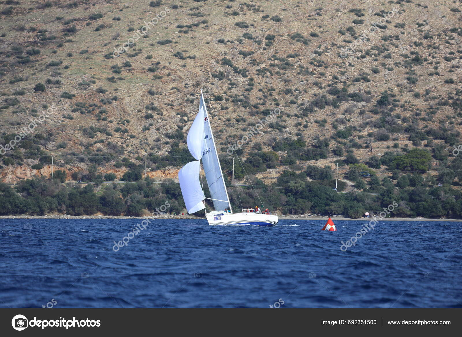 Bodrum Turkey December 2023 Sailboats Sail Windy Weather Blue Waters ...