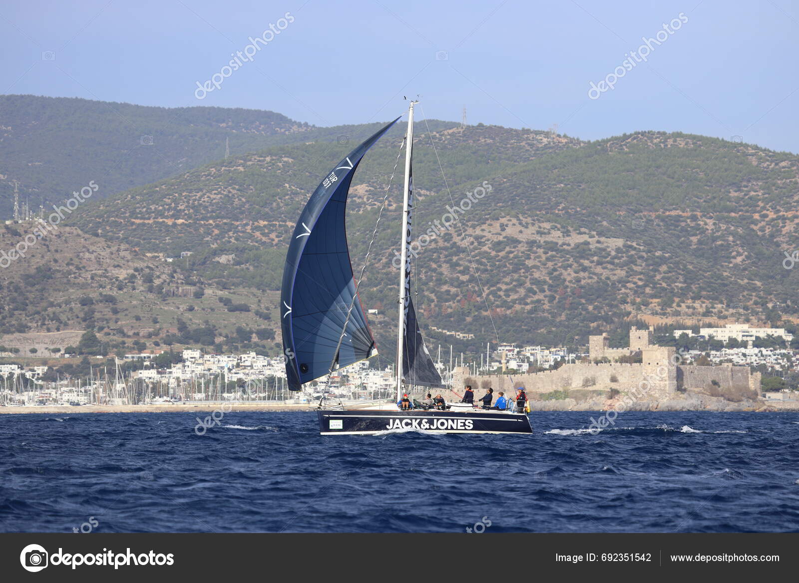 Bodrum Turkey December 2023 Sailboats Sail Windy Weather Blue Waters ...