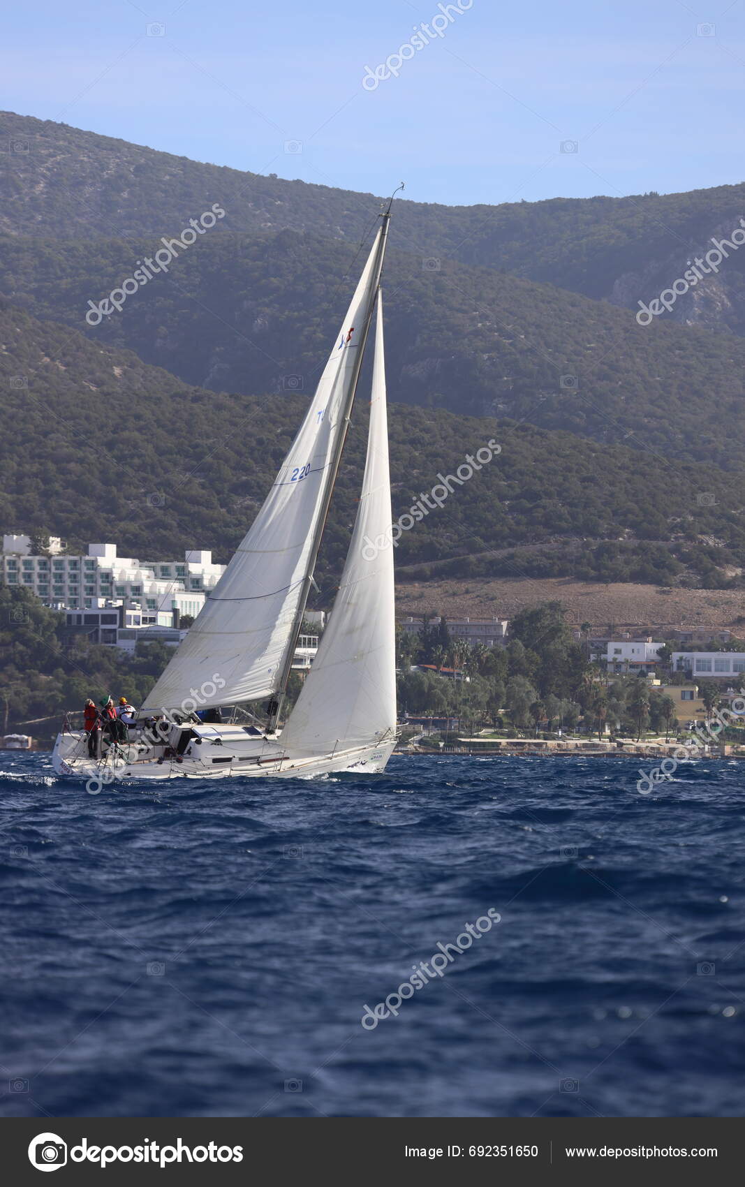 Bodrum Turkey December 2023 Sailboats Sail Windy Weather Blue Waters ...