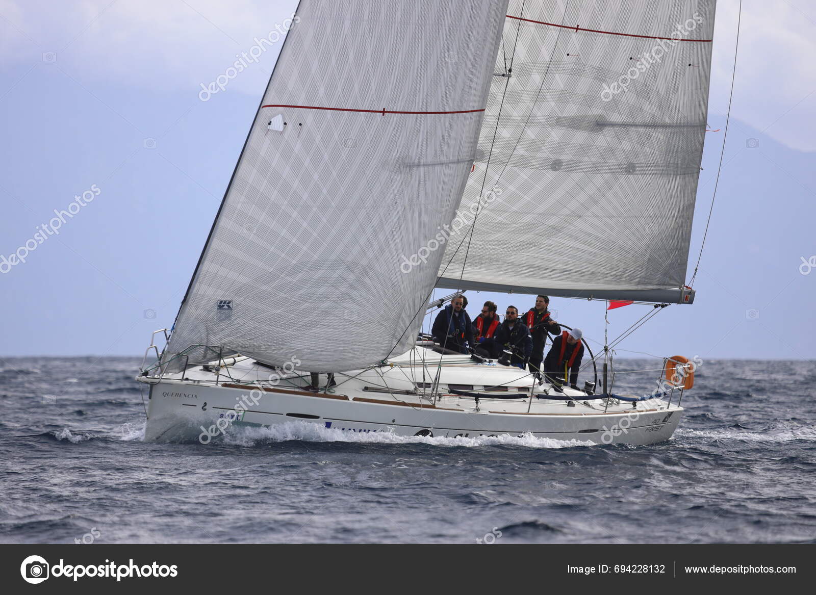 Bodrum Turkey December 2023 Sailboats Sail Windy Weather Blue Waters ...