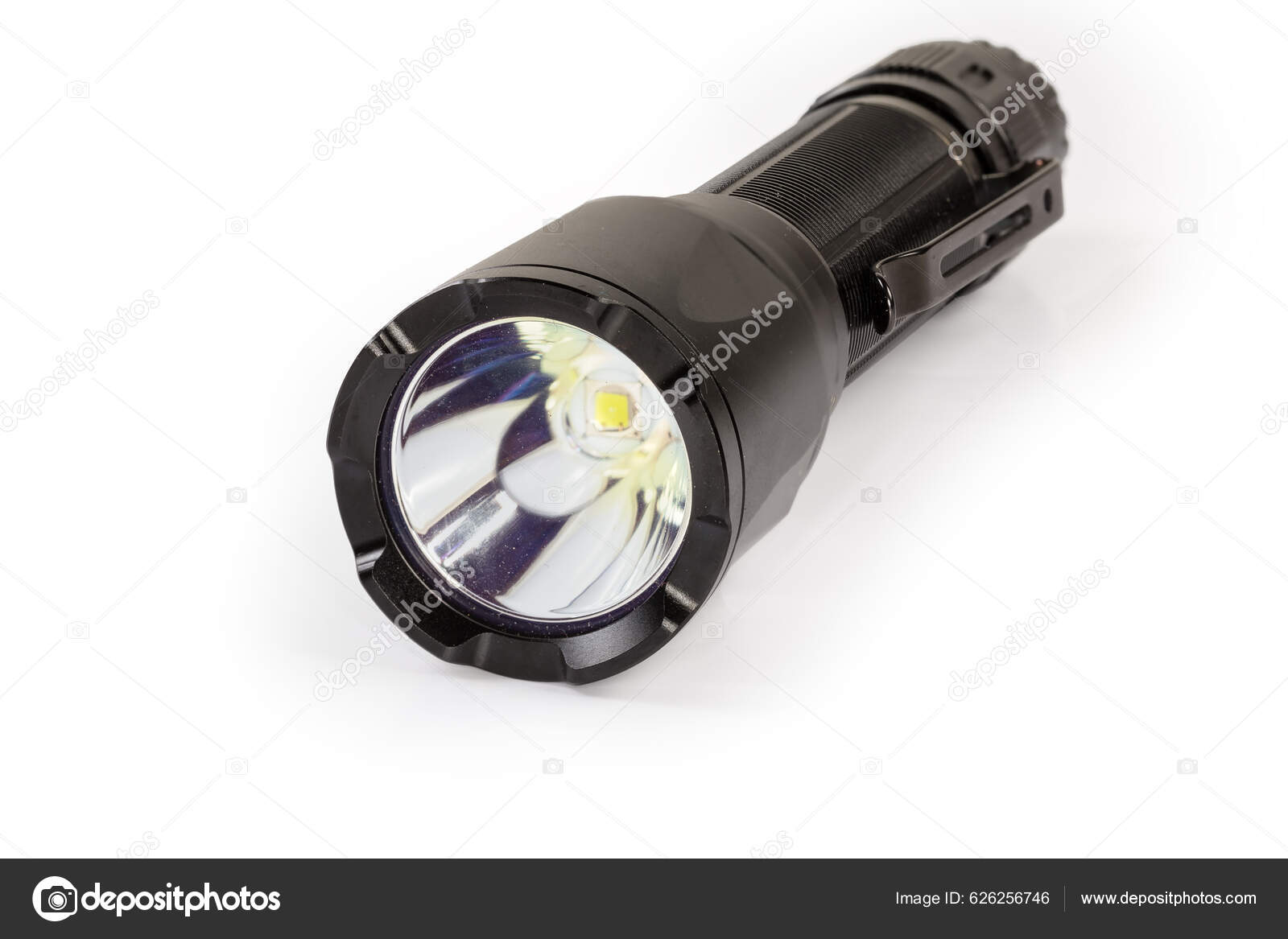 Modern Tactical Electric Led Flashlight Black Metal Waterproof Housing ...