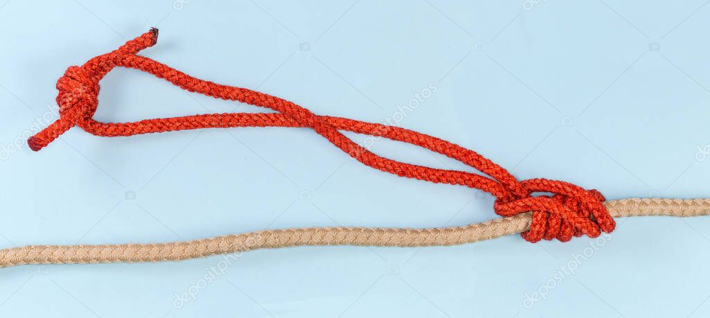 Rope klemheist knot tied with a loop from the accessory cord on the ...