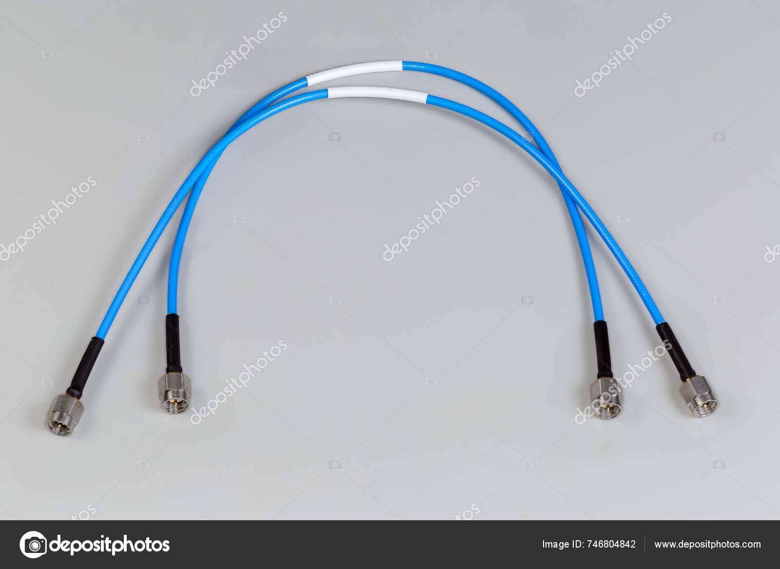 Two Blue High Frequency Cable Adapters Silvery Coaxial Threaded Male ...