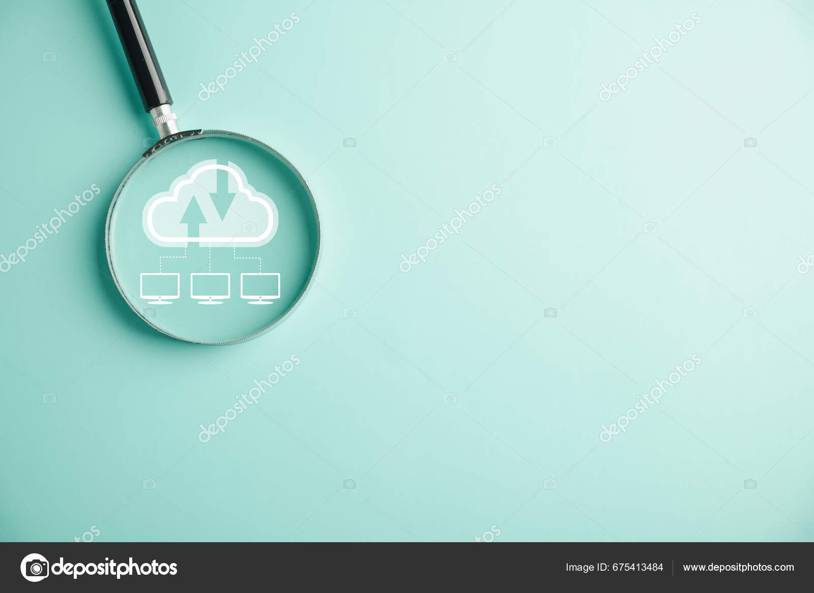 Magnifier Glass Focuses Cloud Big Data Representing Modern ...