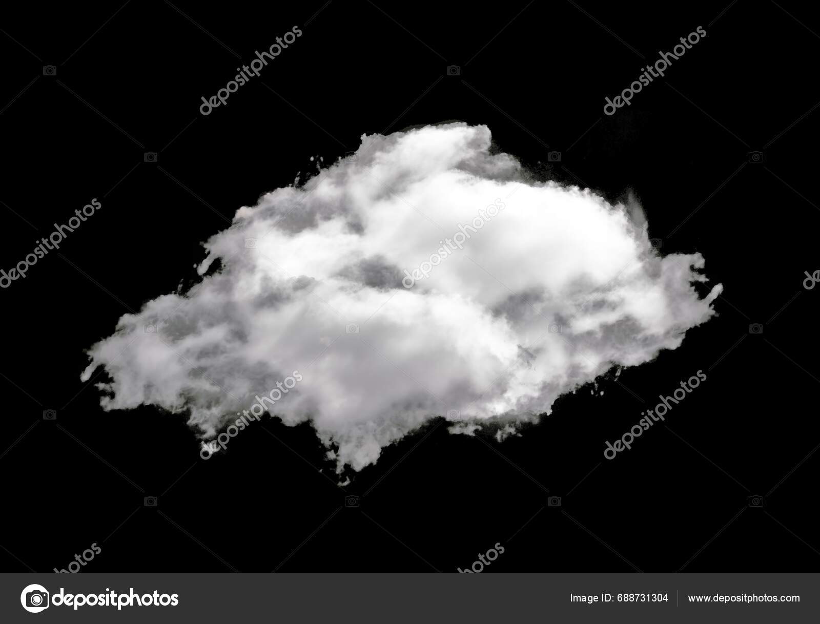 Single Cloud Illustration Isolated Black Background Realistic Cloud ...