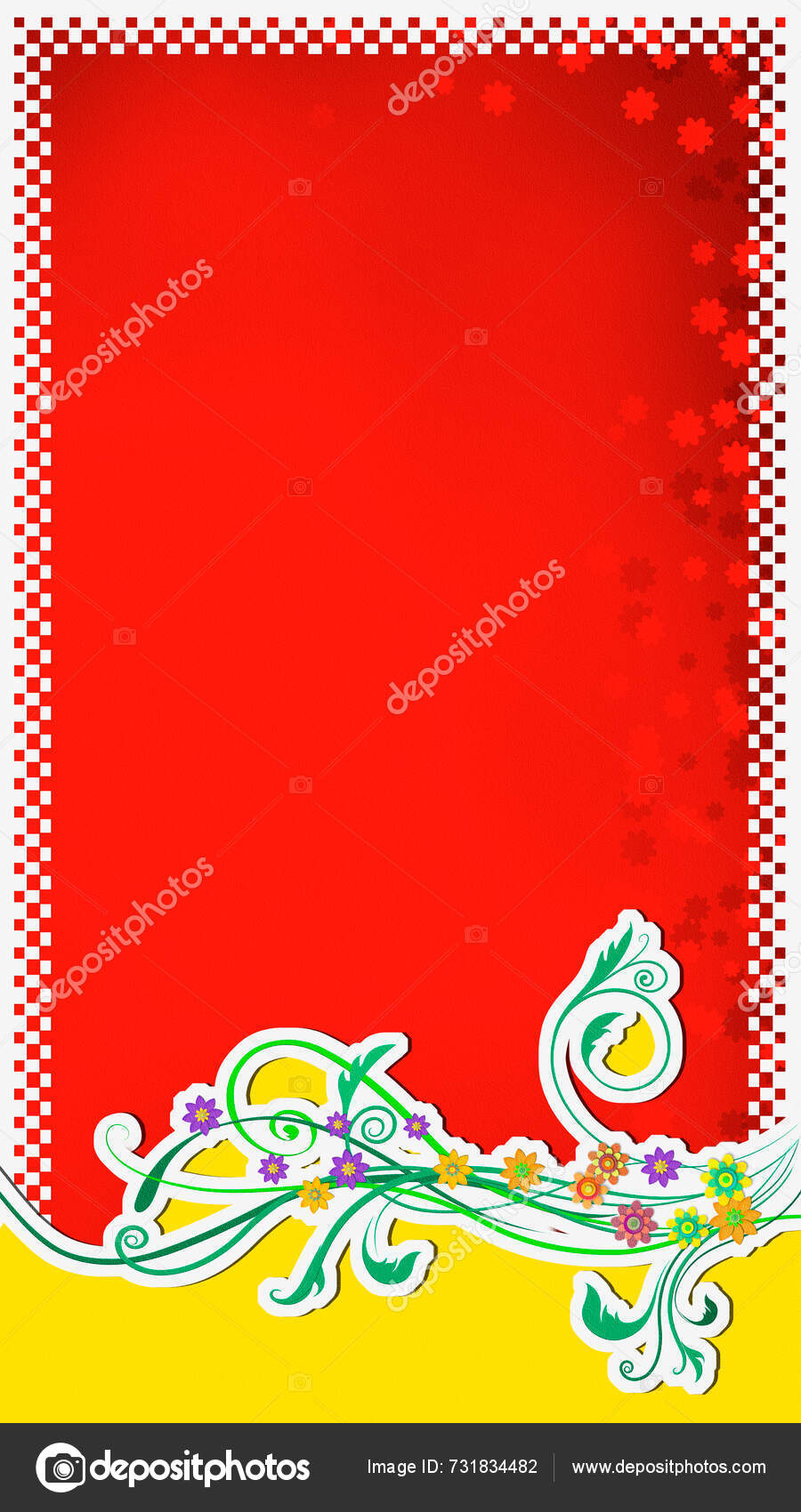 Decorative Flower Frame Illustration Text Placeholder Template — Stock ...