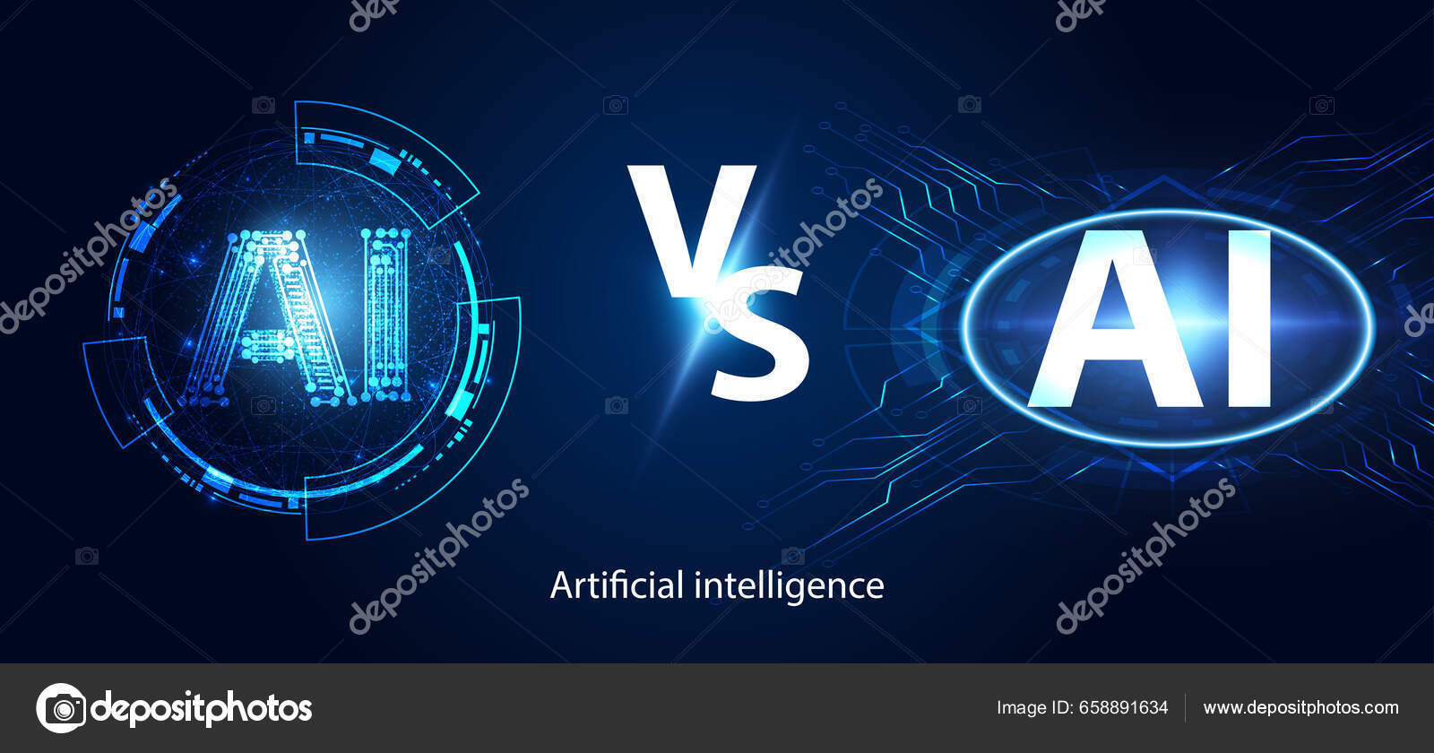 Concept Comparison Duel Artificial Intelligence Competitive Era Blue ...
