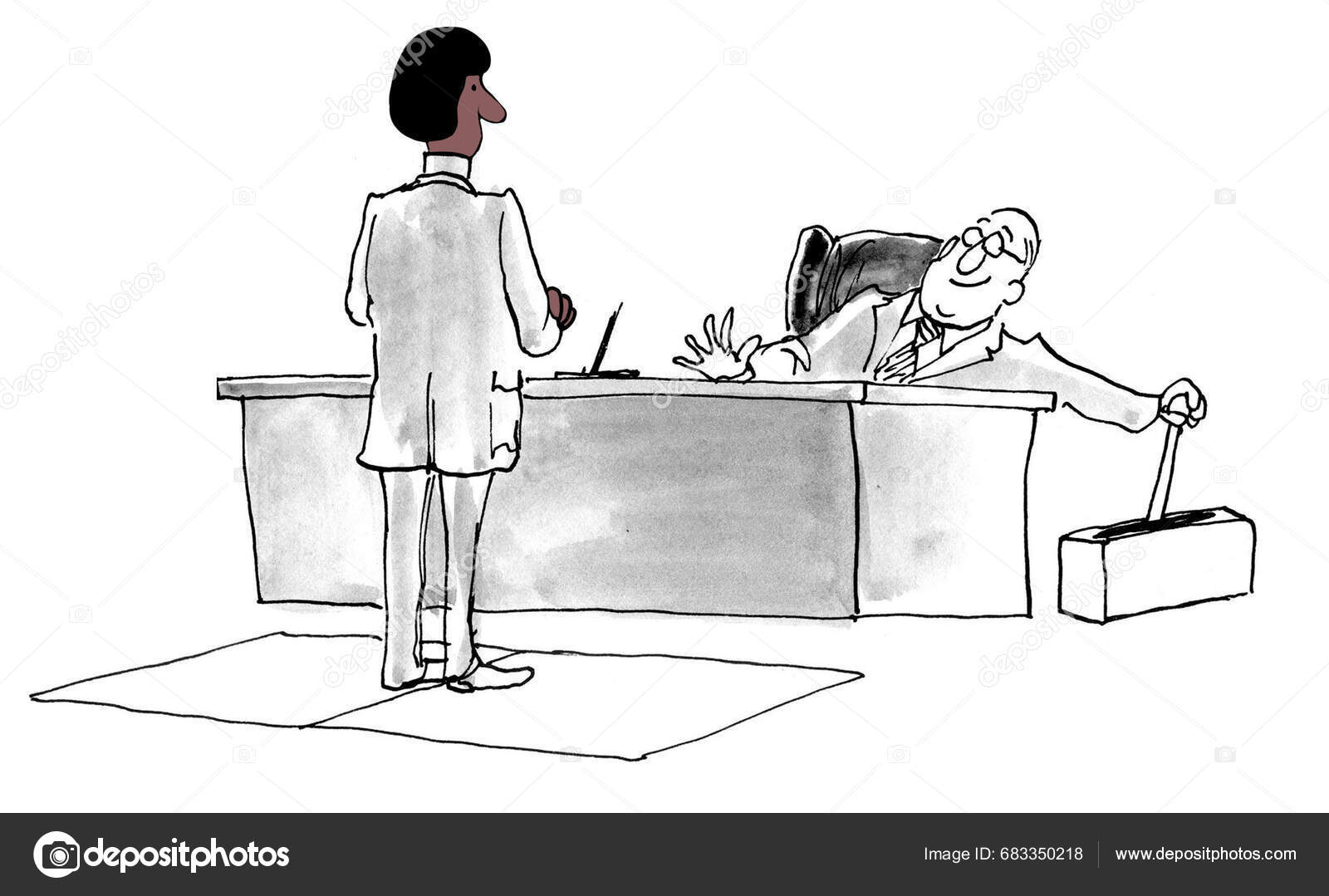 White Executive Pulls Lever Drop Black Executive Floor — Stock Photo ...