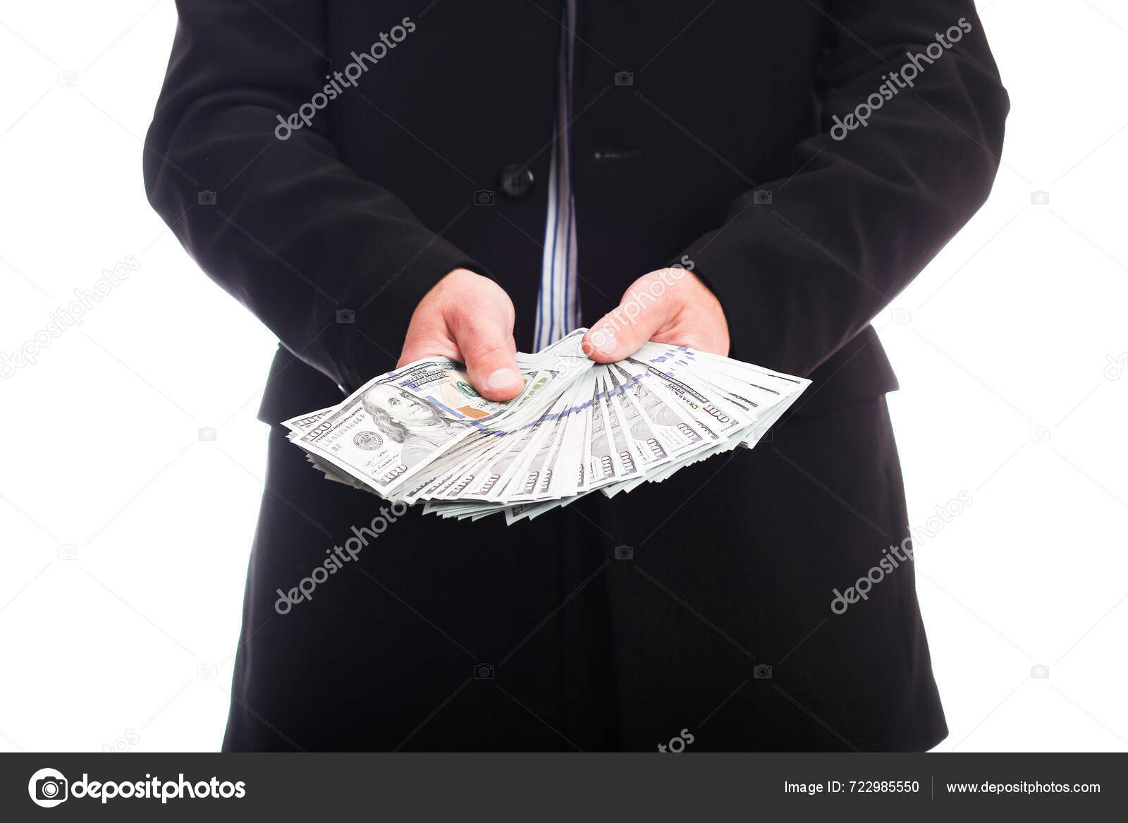 Money Hands Business Man Loan Concept White Background — Stock Photo ...