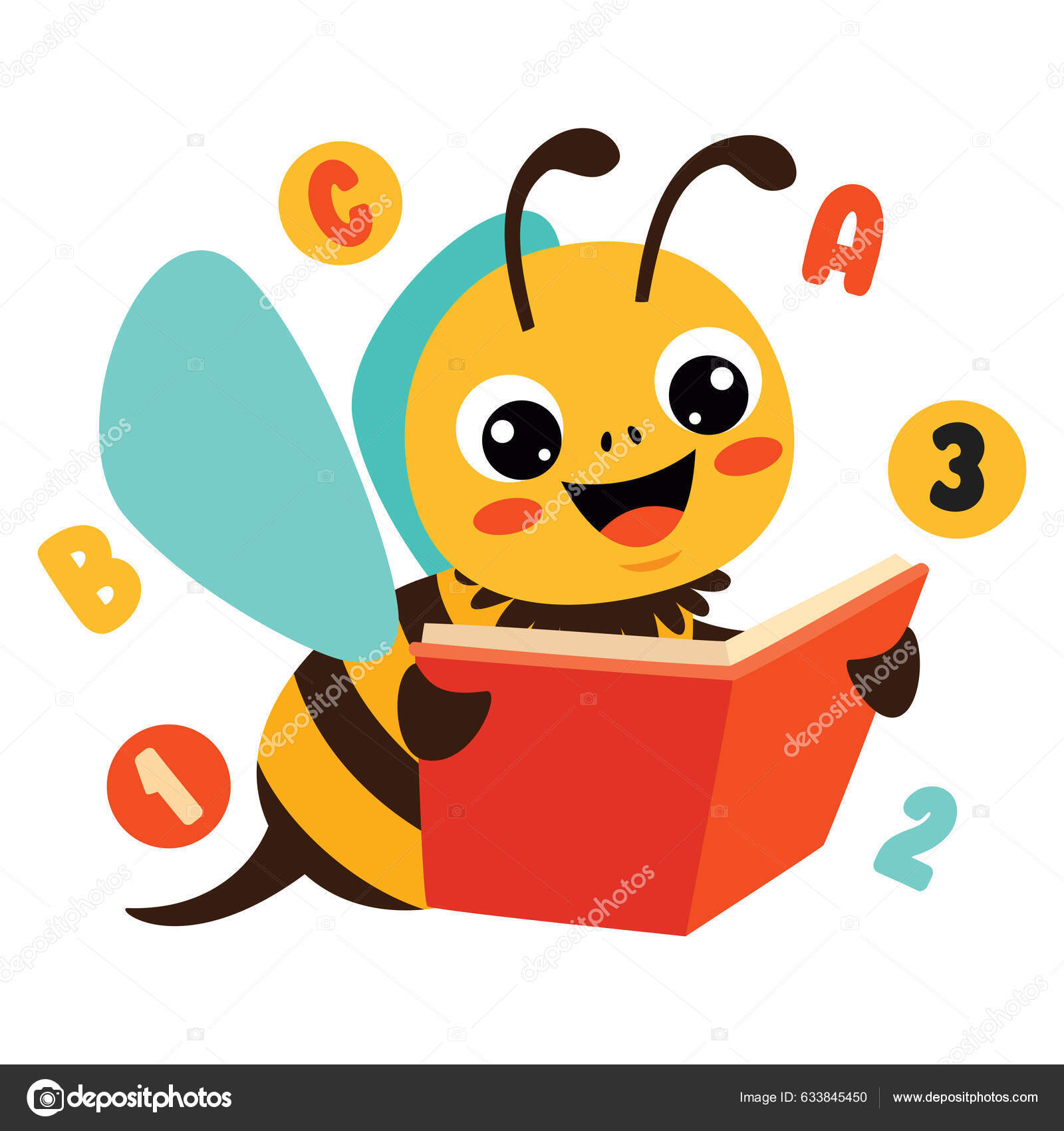 Cartoon Drawing Bee Reading Book Vetor de ©yusufdemirci 633845450