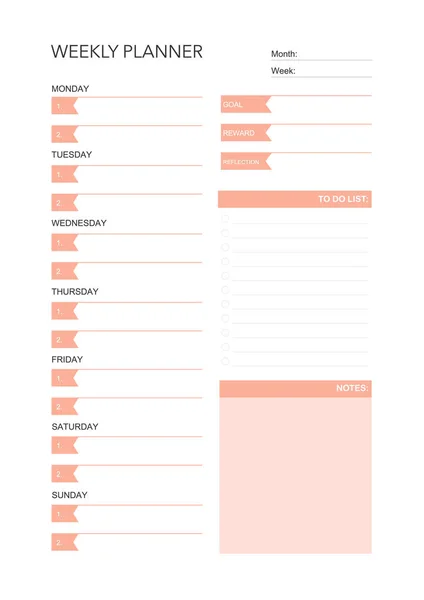 Weekly Challenge Plan Minimalistic Daily Weekly Planner Printable Template Habit Stock Vector by ...