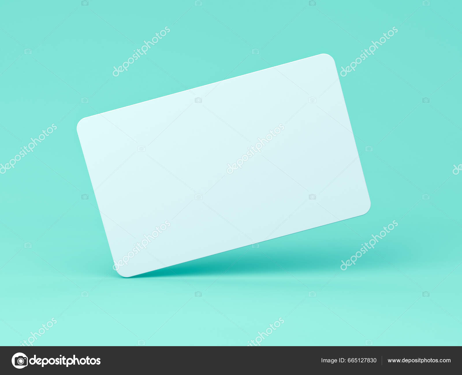 Blank White Business Card Isolated Blue Green Pastel Color Background ...