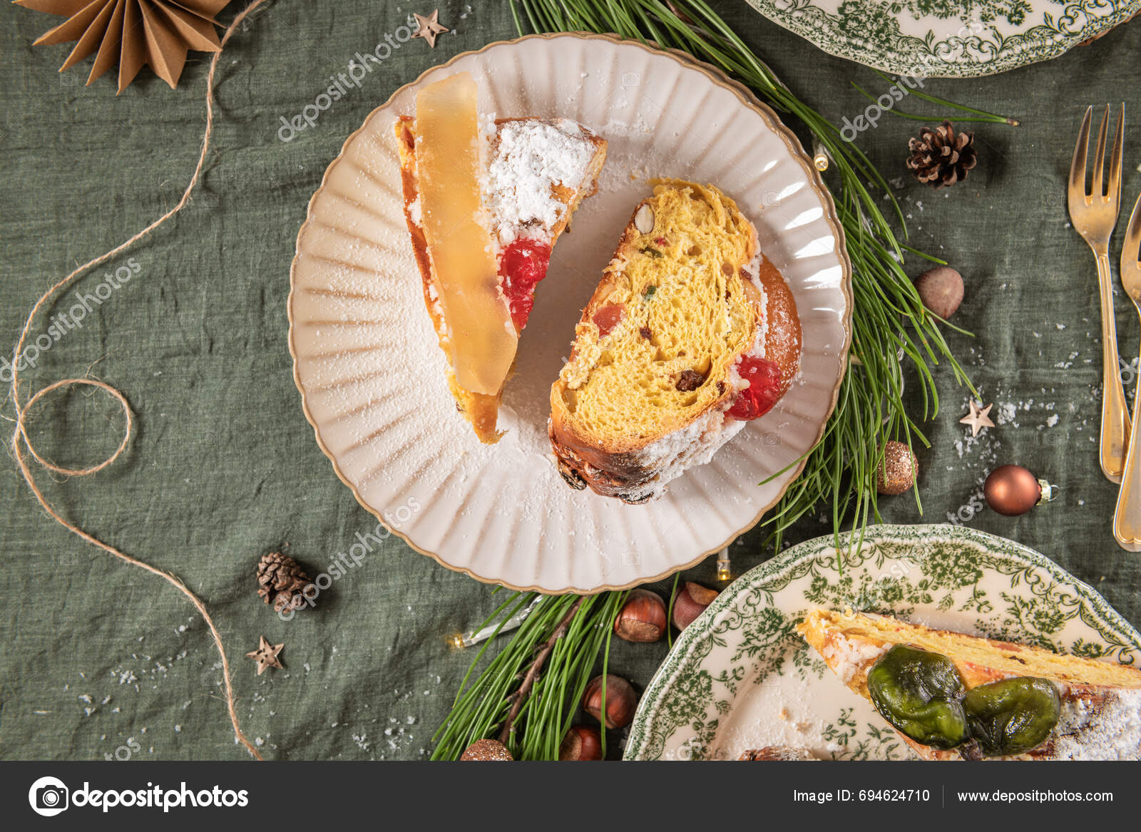 Slices Bolo Rei Kings Cake Christmas Season Elements Background ...