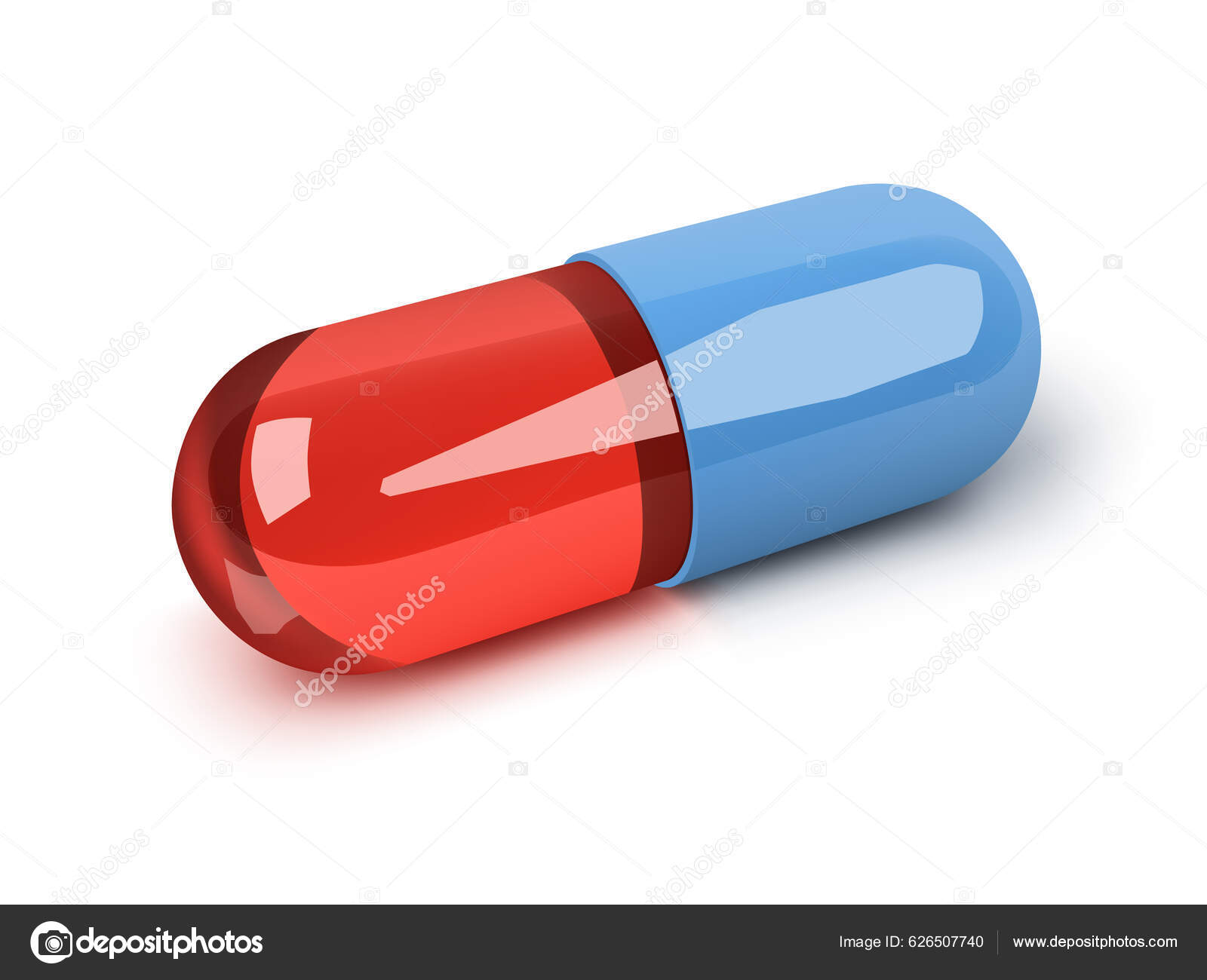 Pil Kapsul Vektor Realistis Dengan Bayangan Terisolasi Pada Latar ...