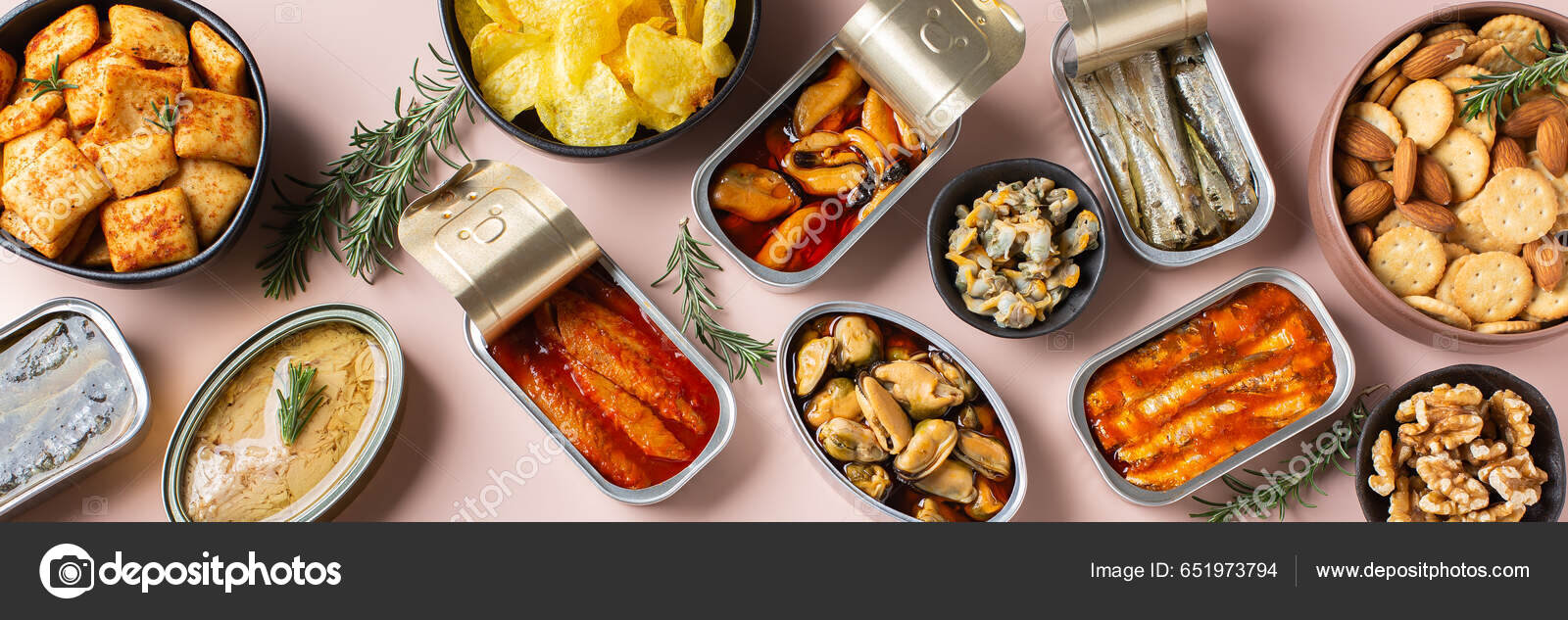 Assortment Different Canned Preserved Fish Seafood Tin Cans Ready ...