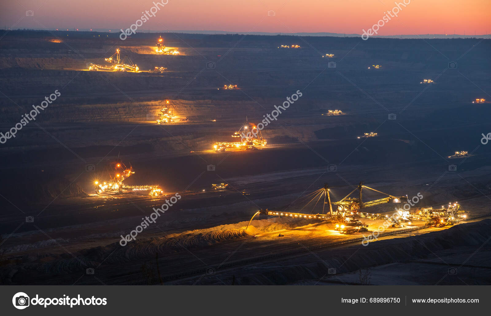 Heavy Mining Equipment Machines Work Brown Coal Open Pit Mine — Stock ...