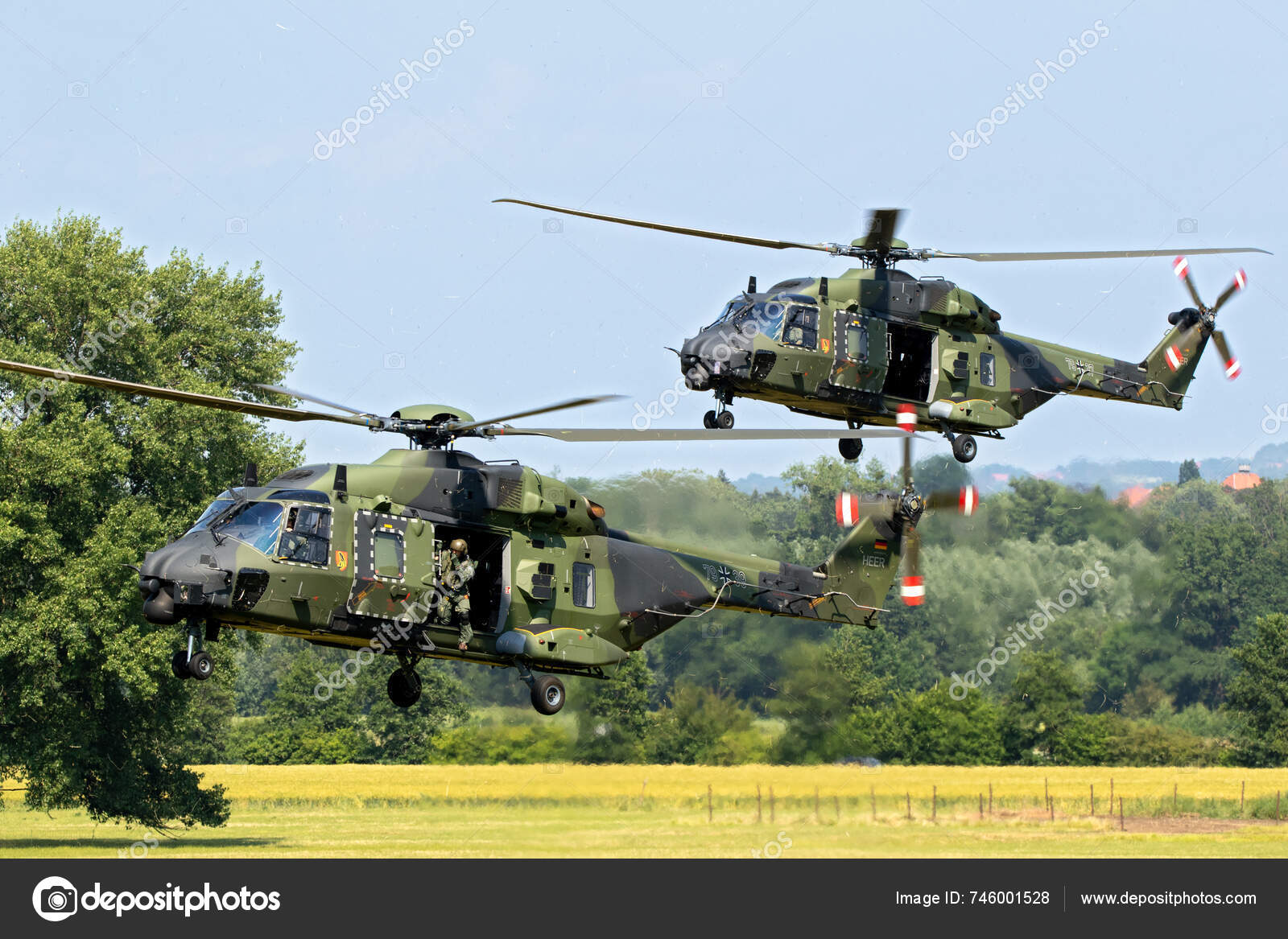 German Army Helicopters Arriving Landing Zone Buckeburg Germany June ...