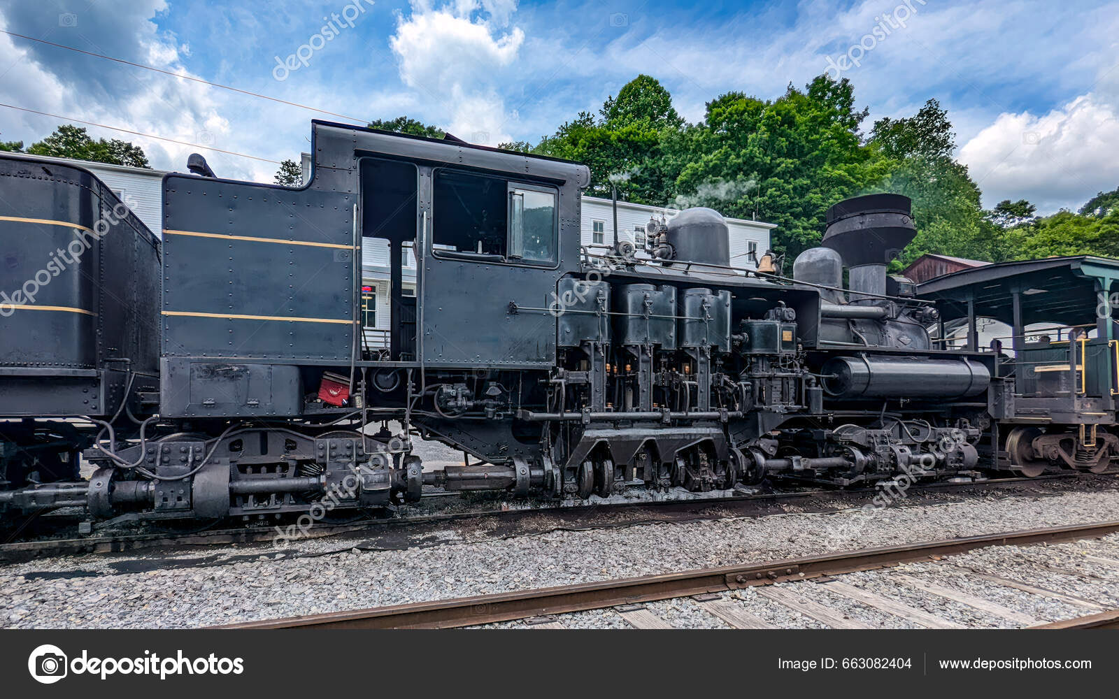 Locomotoras De Vapor Vista Interior De Una Gran Estación De Tren Con