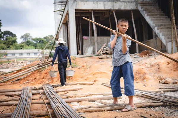 Children Forced Work Construction Violence Children Trafficking Concept ...