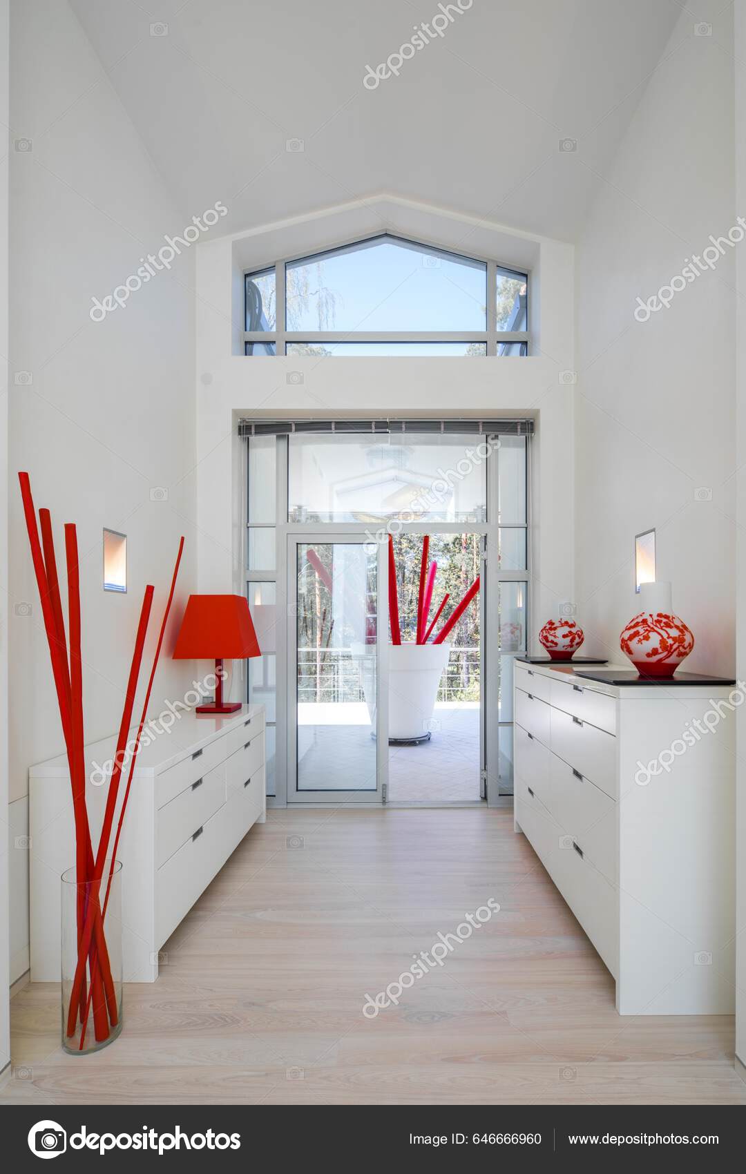 Interior Moderno Salão Apartamento Luxo Porta Vidro Paredes Brancas ...