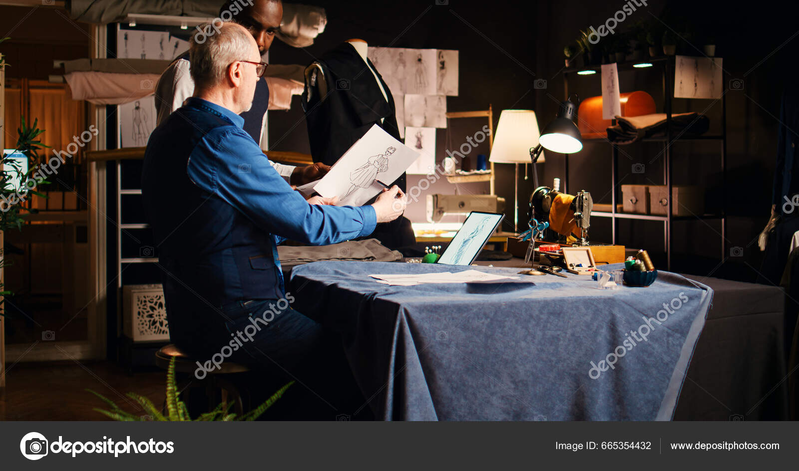 Old Couturier Teaching Pupil Skills Design Luxury Clothing Items ...