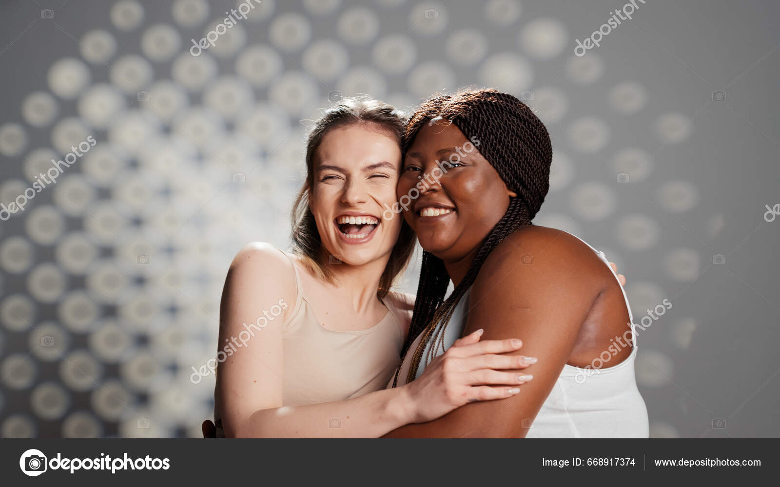Happy Glowing Girls Laughing Posing Studio Creating Body Positivity ...