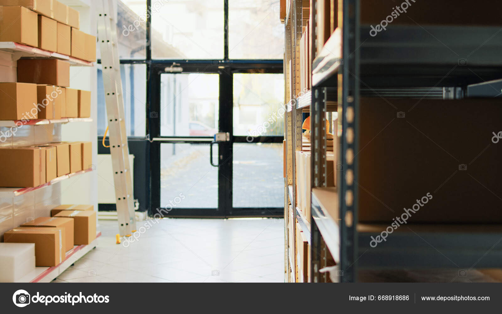 Empty Depot Cardboard Boxes Warehouse Racks Retail Products Cargo Stock ...