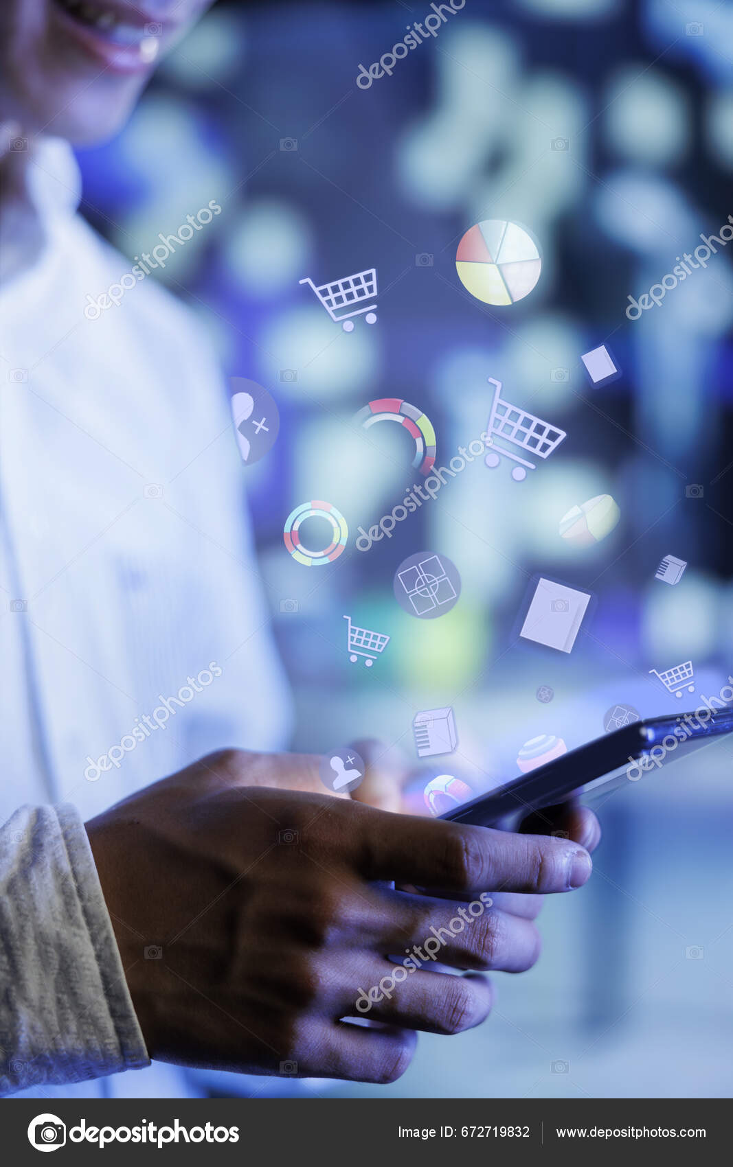 Close Shot Internet User Browsing Phone Apps Smartphone Doing Online ...