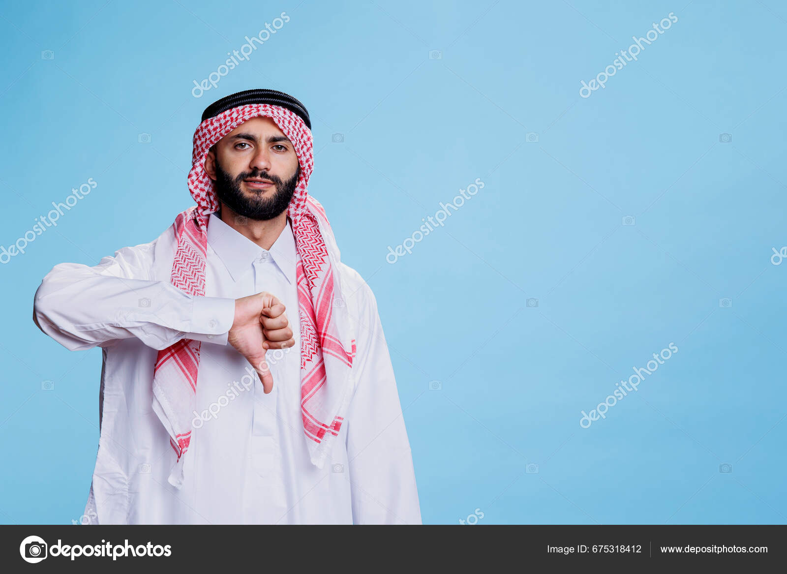 Muslim Man Dressed Traditional Clothes Standing Confident Expression ...