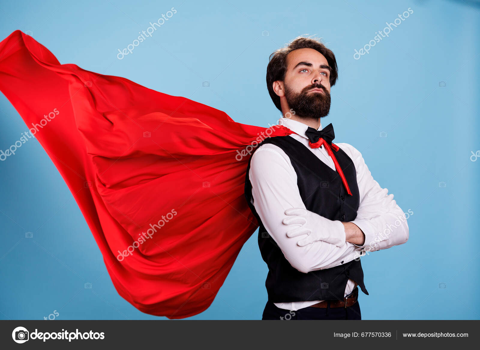 Strong Man Superhero Fantasy Cape Feeling Confident Front Camera Person ...