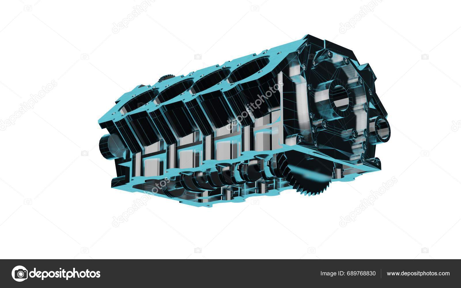 Close Detailed Fully Textured Realistic Render High Tech Car Engine ...