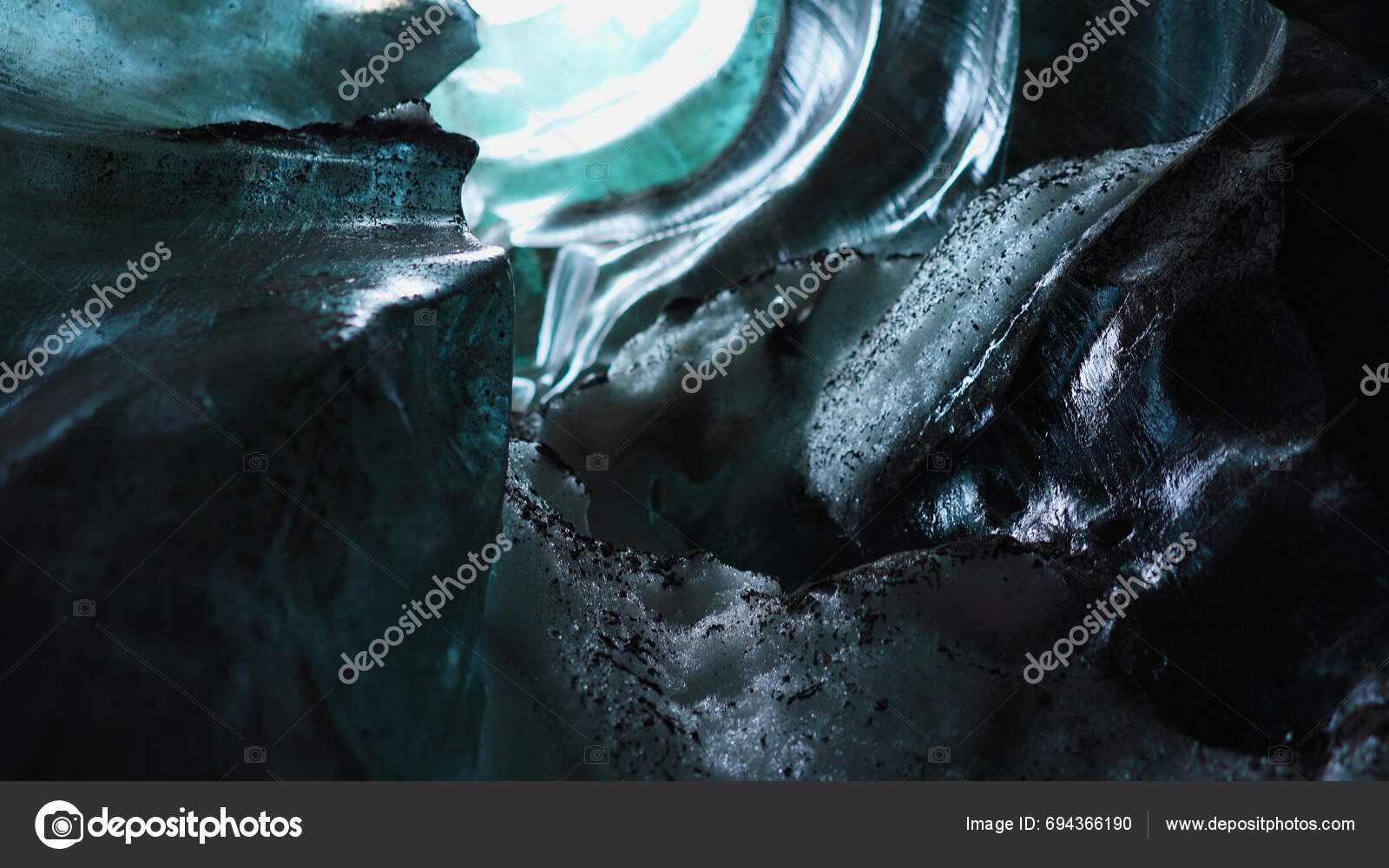 Blue Ice Blocks Crevasse Covered Frost Iceland Vatnajokull Glacier Mass ...