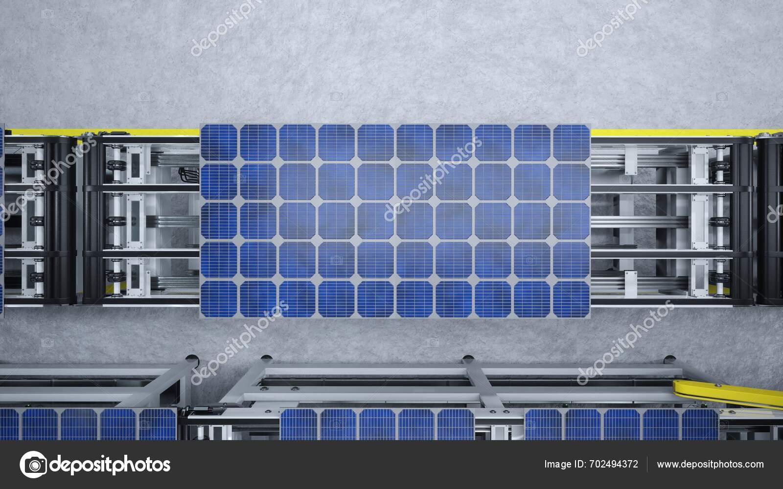 Top View Solar Panels Assembly Line Operated High Tech Robot — Stock ...