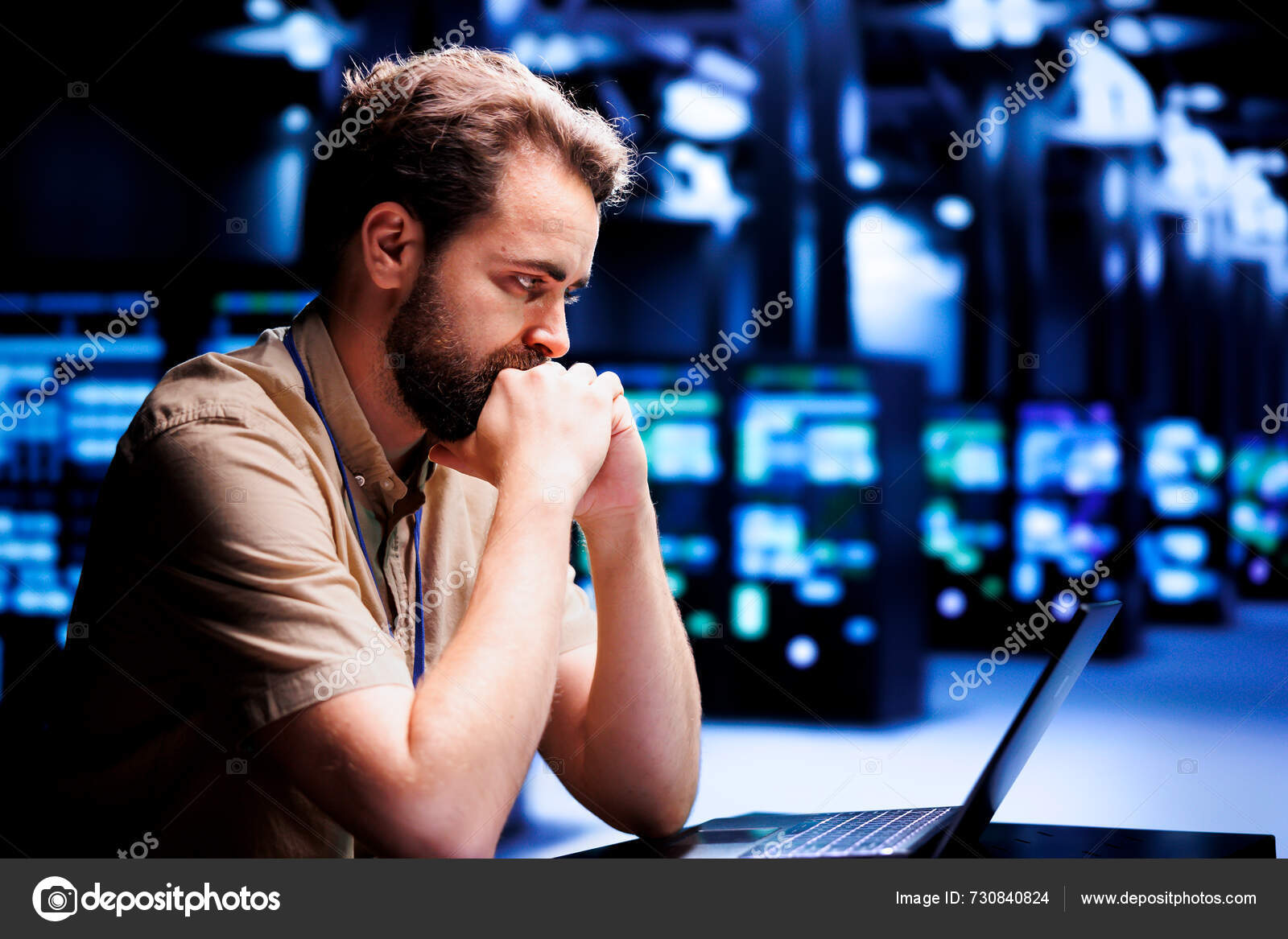 Engineer Dealing Data Center System Failures Ordering Servers High ...