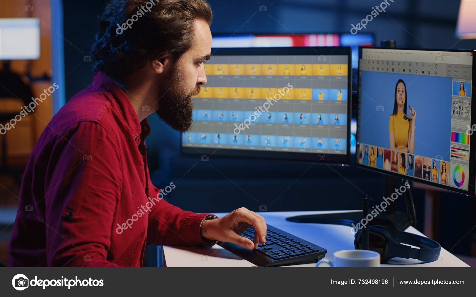 Expert Photo Editor Enhancing Images Precision Using Graphic Tablet ...