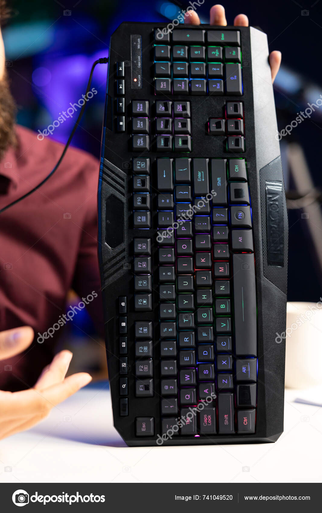 Close Shot Gaming Keyboard Presented Influencer Filming Review Personal ...