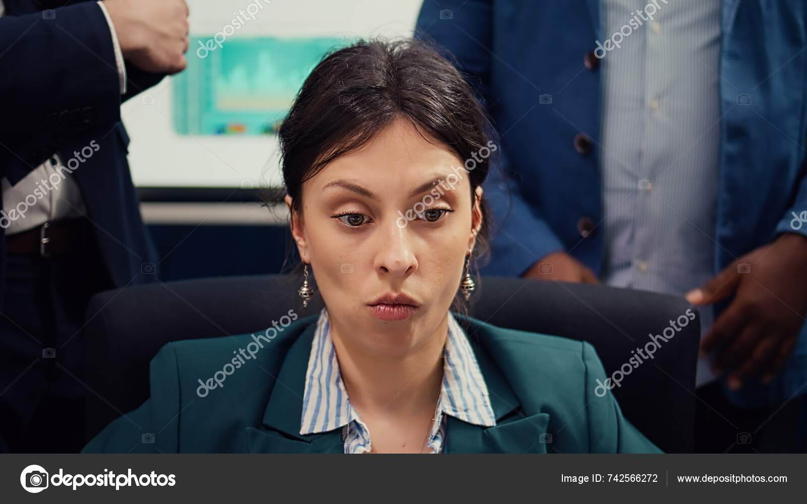 Displeased Irritated Team Leader Reading Development Project Laptop ...