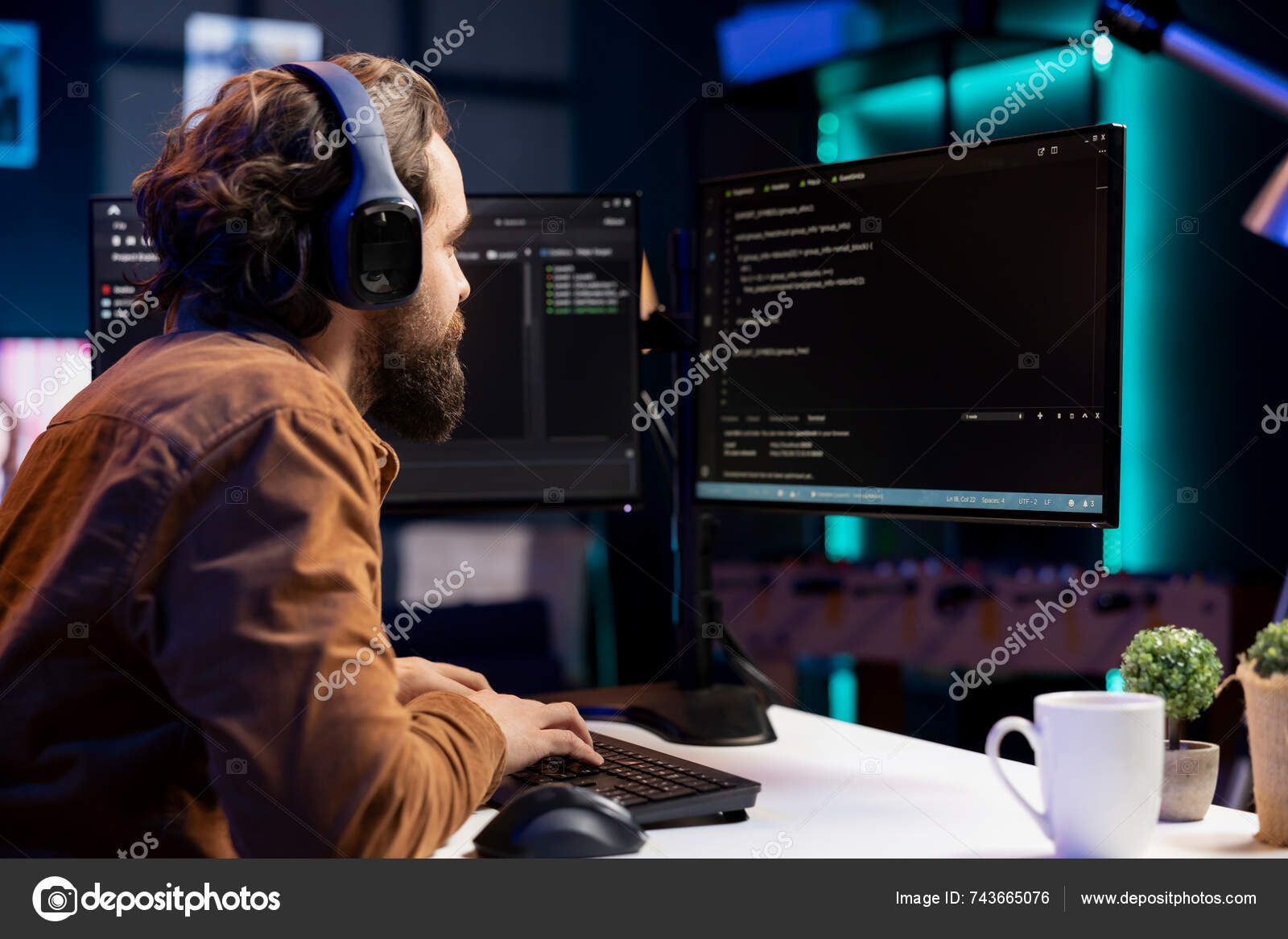 Programmer Listening Music While Fixing Vulnerabilities Software ... Programmer Listening Music While Fixing Vulnerabilities Software ...