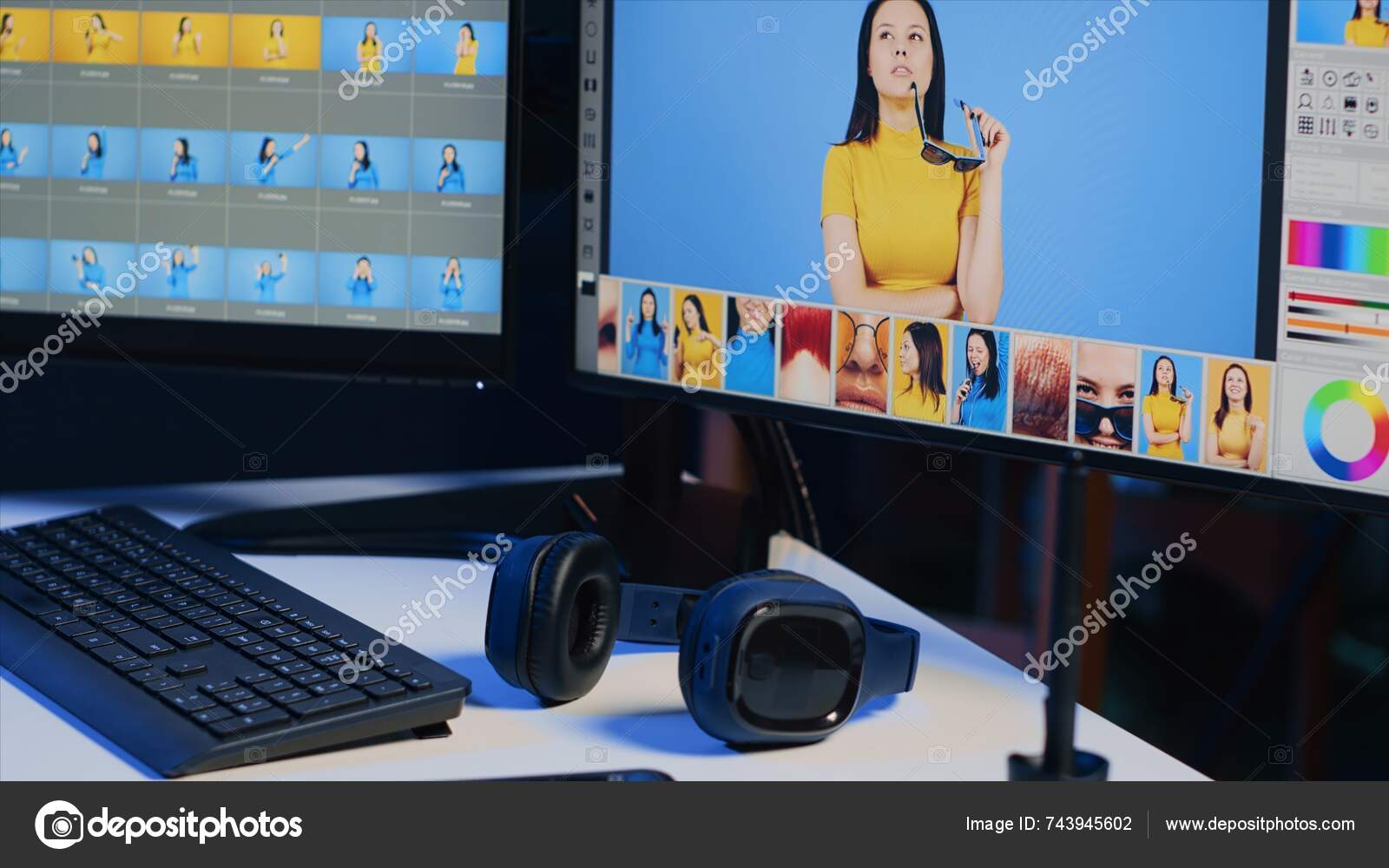 Photo Retouching Software Interface Computer Empty Photography Studio ...