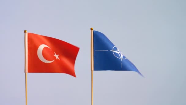 Nato National Turkey Turkiye Flags Flying Isolated Plain Grey ...