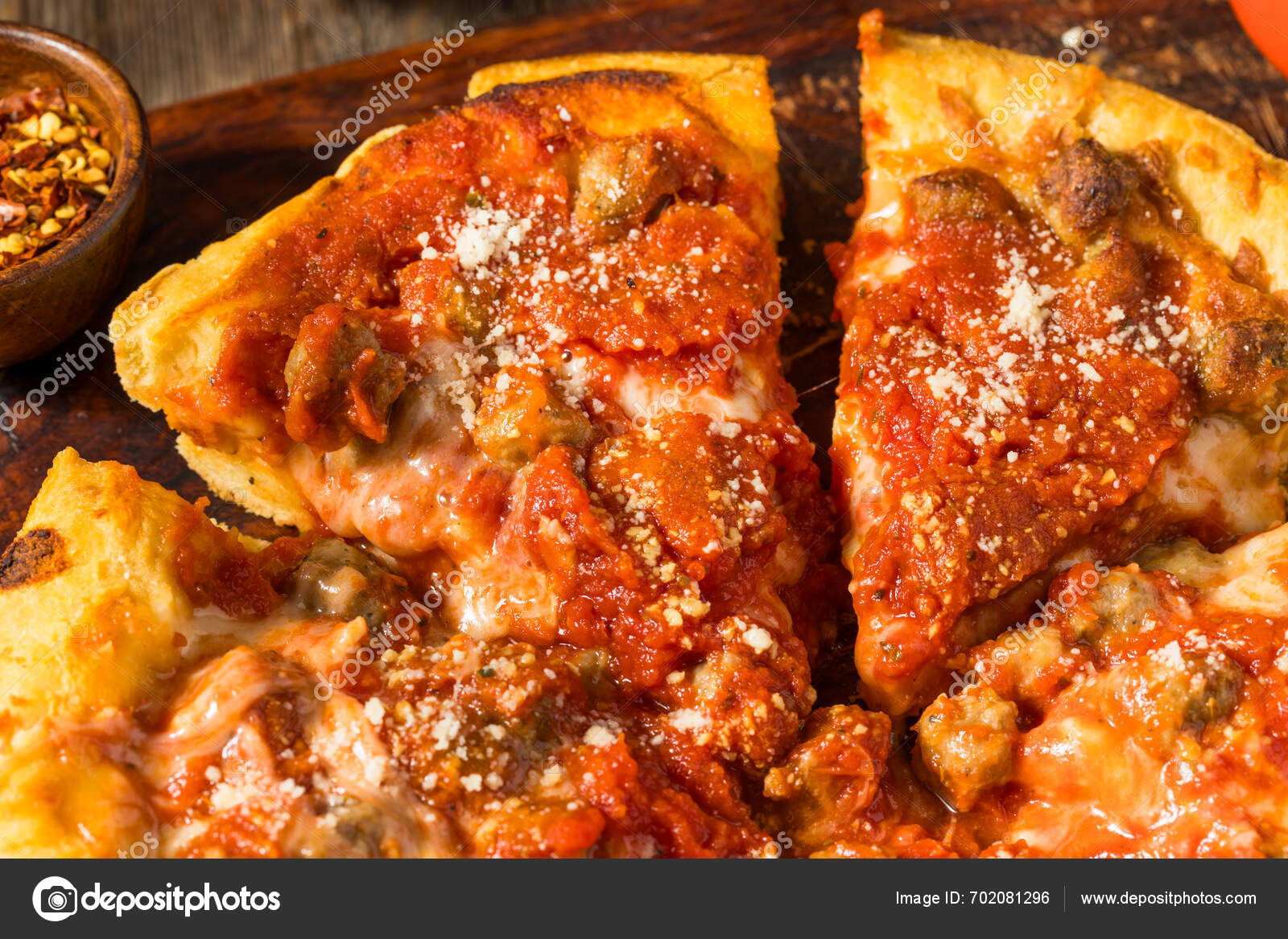 Homemade Mini Chicago Style Deep Dish Pizza Sausage — Stock Photo ...