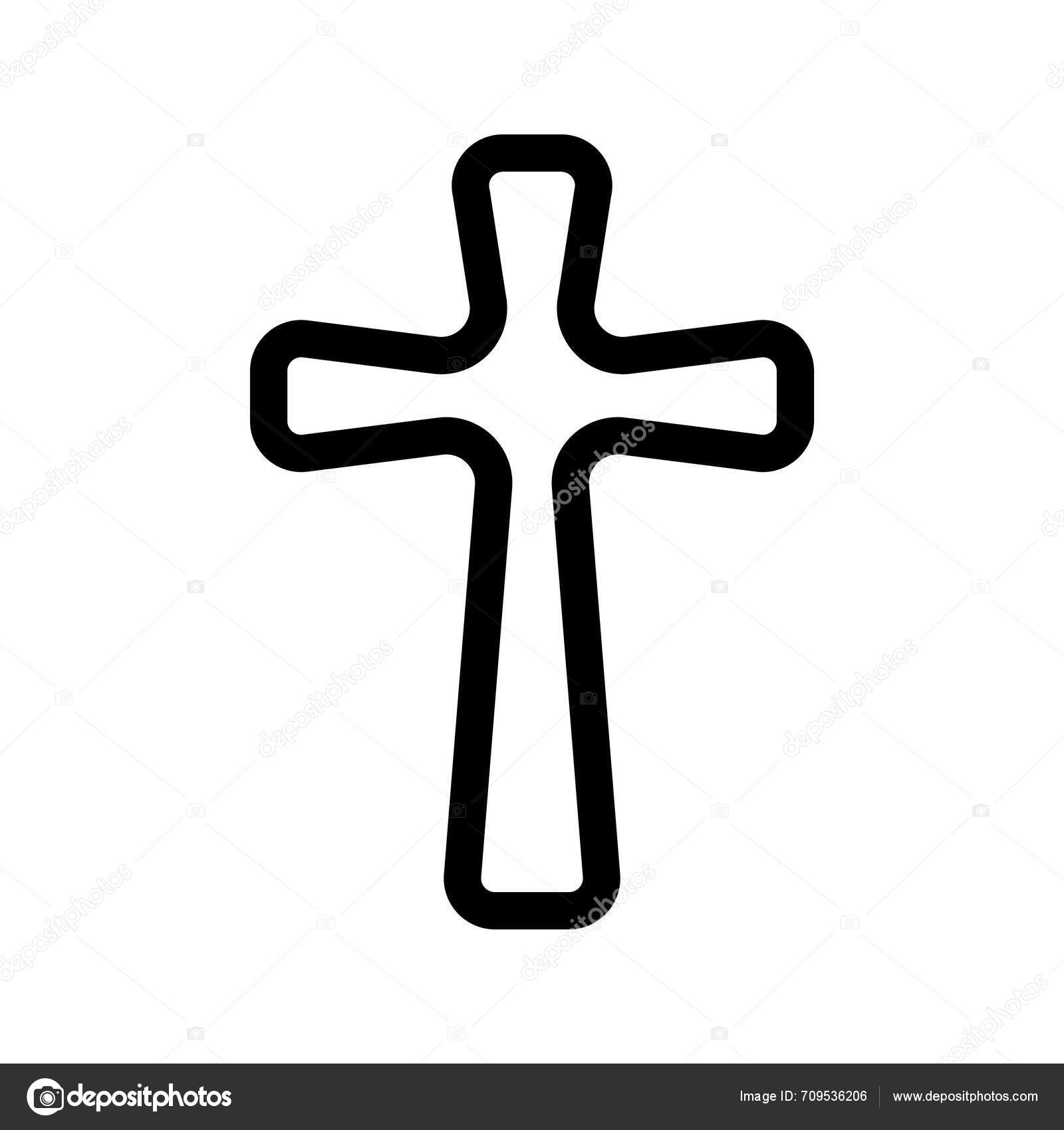 Símbolo Del Contorno Cruz Icono Cruces Cristianas Vector de stock ...