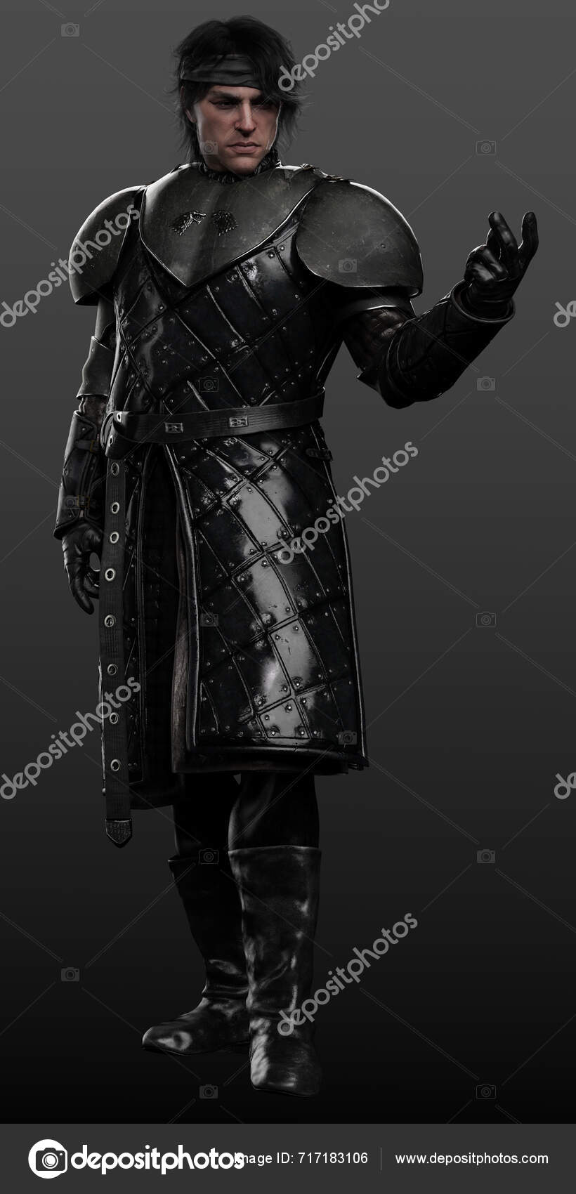 Fantasy Medieval Dark Knight Warrior Black Leather Armor Padded Armor ...