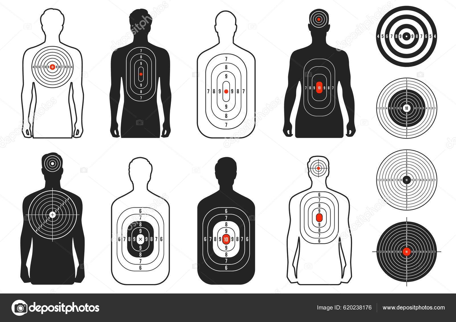 Human Target Shoot Range Paper Man Silhouette Bullet Pistol Gun Stock ...