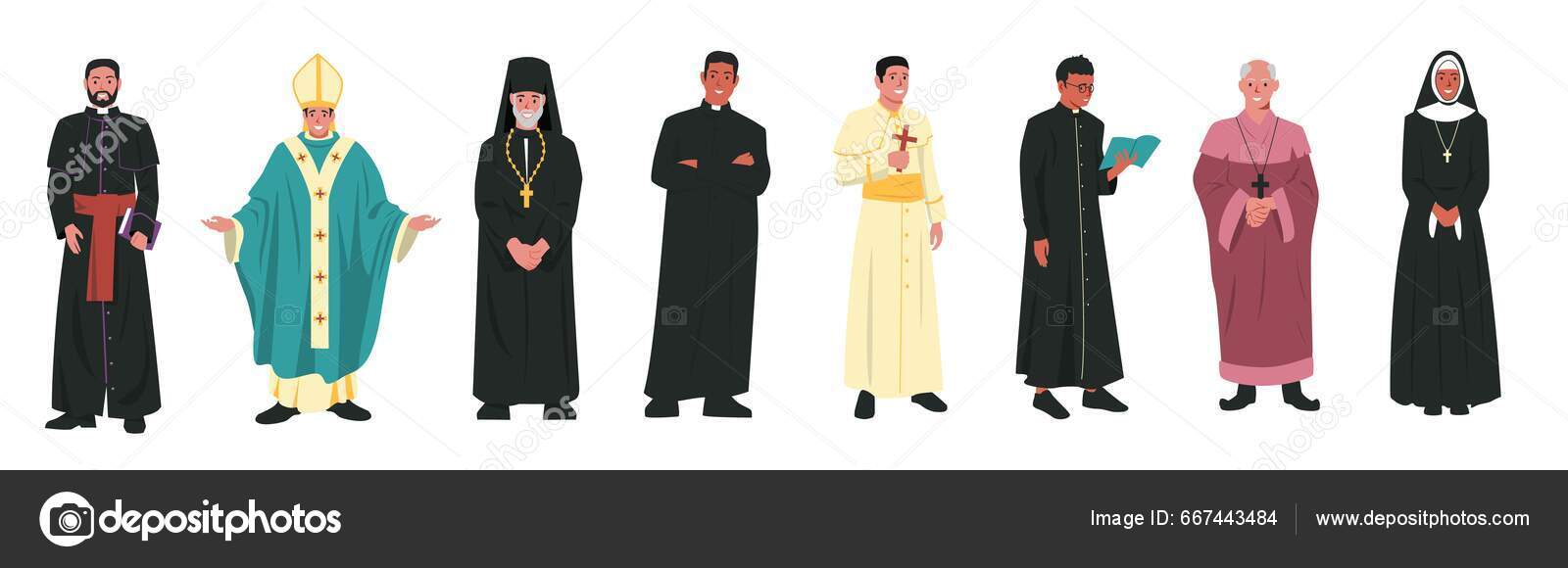Catholic Church Characters Christian Religion Church Leader Different ...