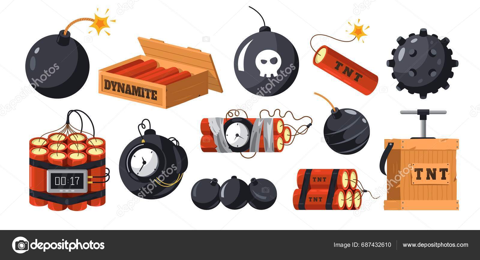 Dynamite Bombs Cartoon Military Explosive Devices Military Grenade Tnt ...