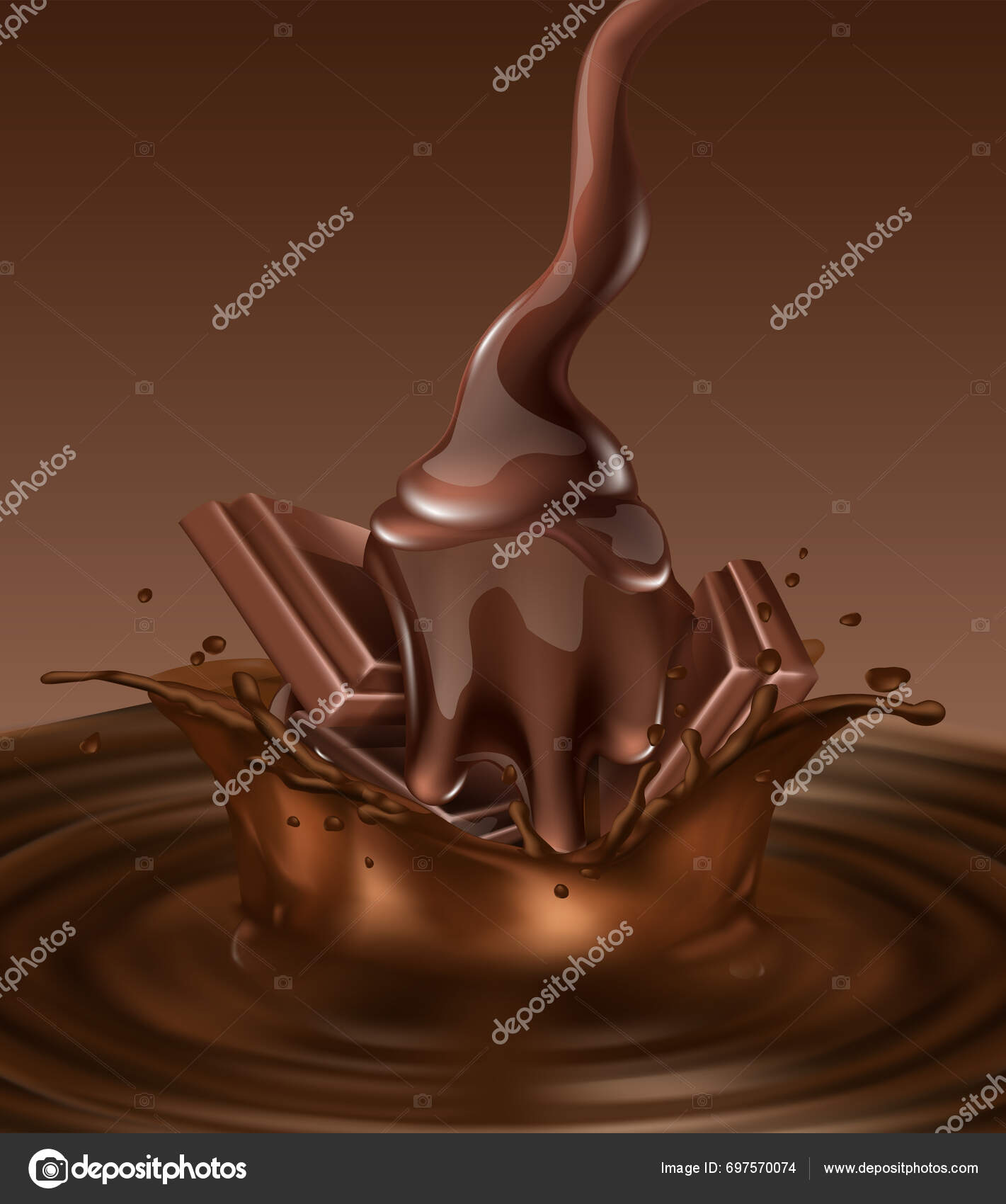 Chocolate Splash Choco Bar Banner Realistic Vector Background Stock ...